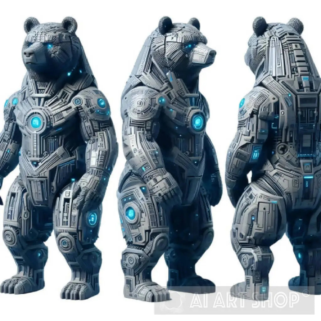 3D bear. bear Cyberpunk style bear Robot bear Armed bear