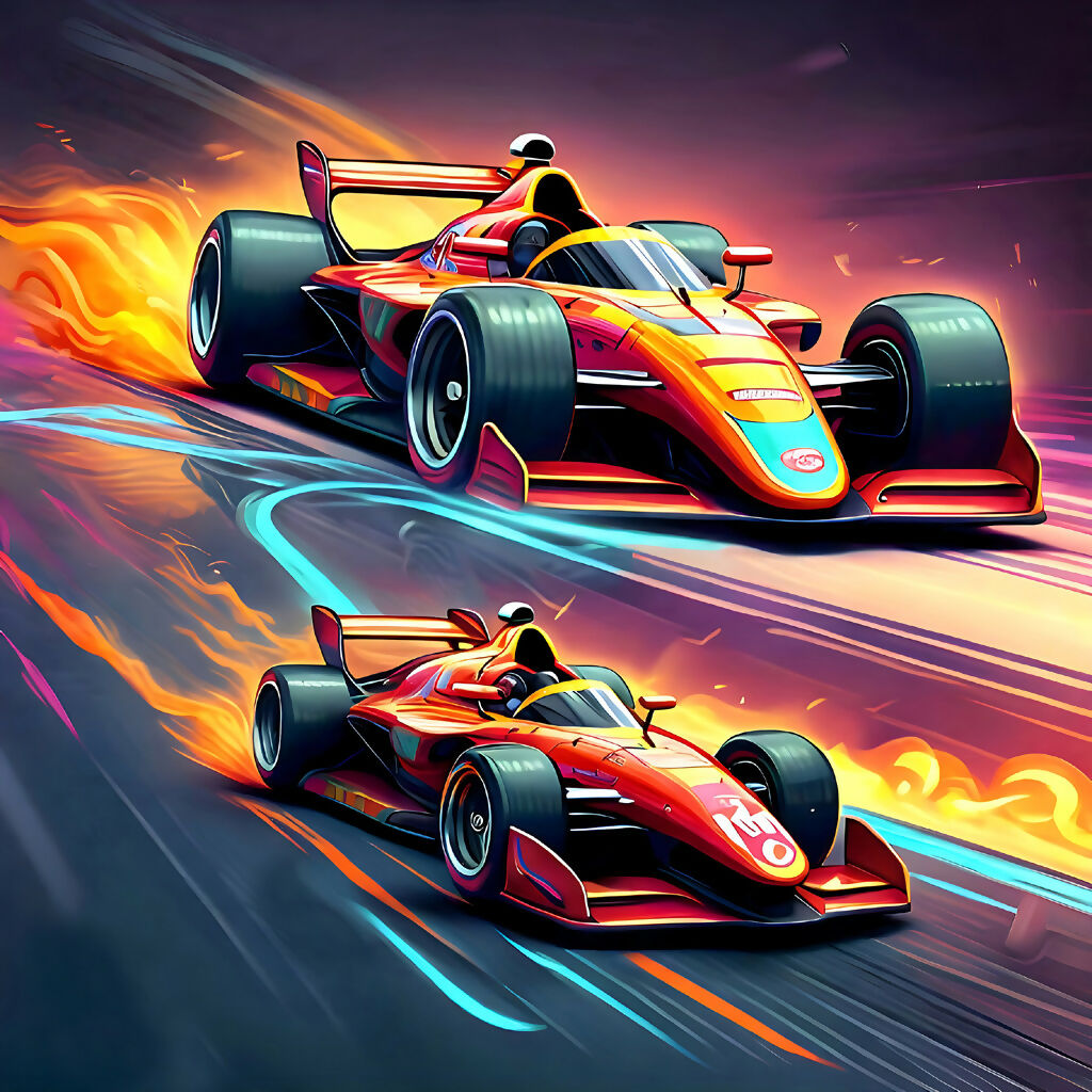 Turbo Blaze Pop Art – Racing Cars AI Illustration for Wall Decor