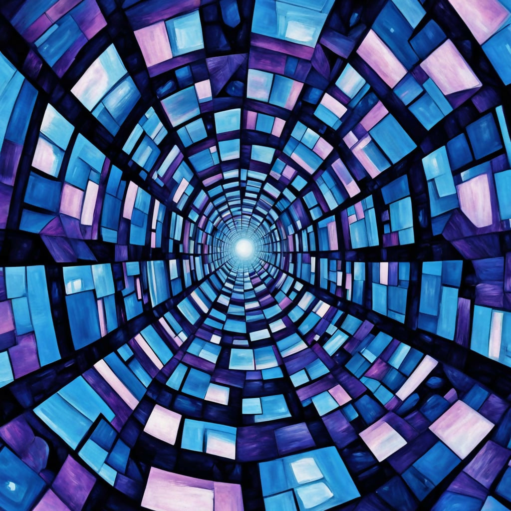 Quantum Vortex - Hypnotic AI Tunnel Art in Blue and Purple