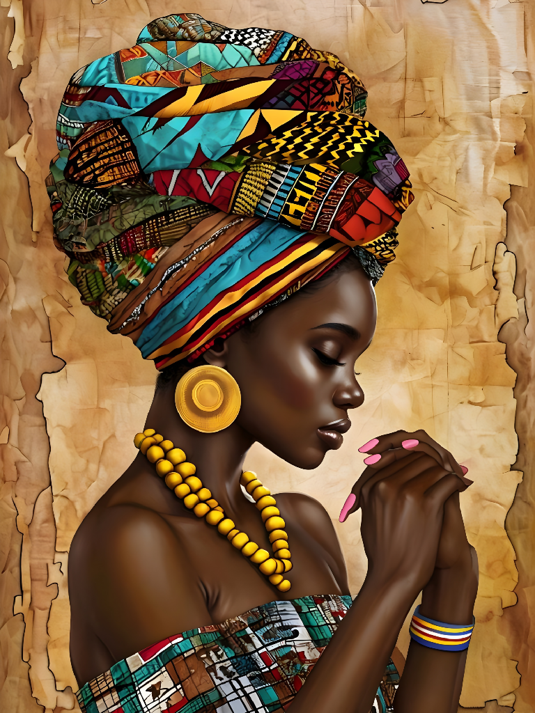 Elegant African Women Painting Digital Art Print - Figurative Ethni...