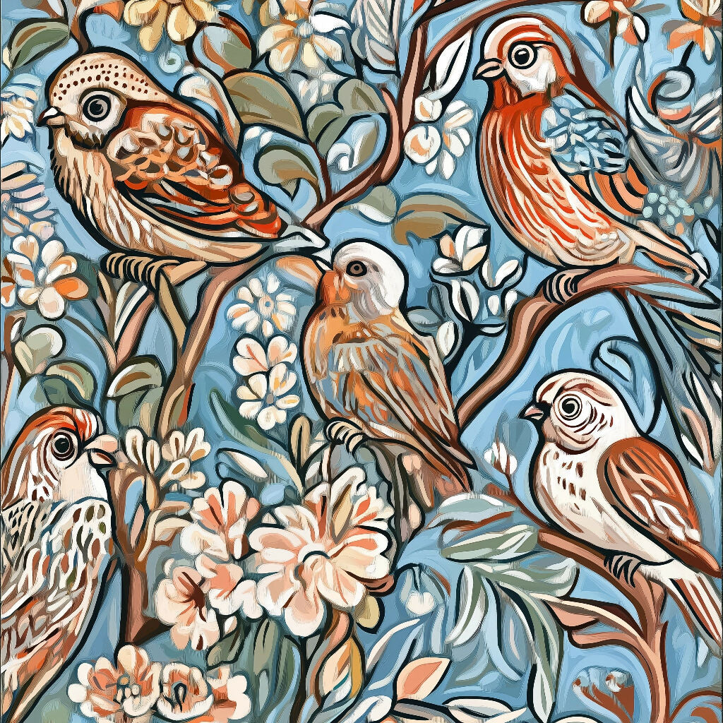 Folk Art Style Birds
