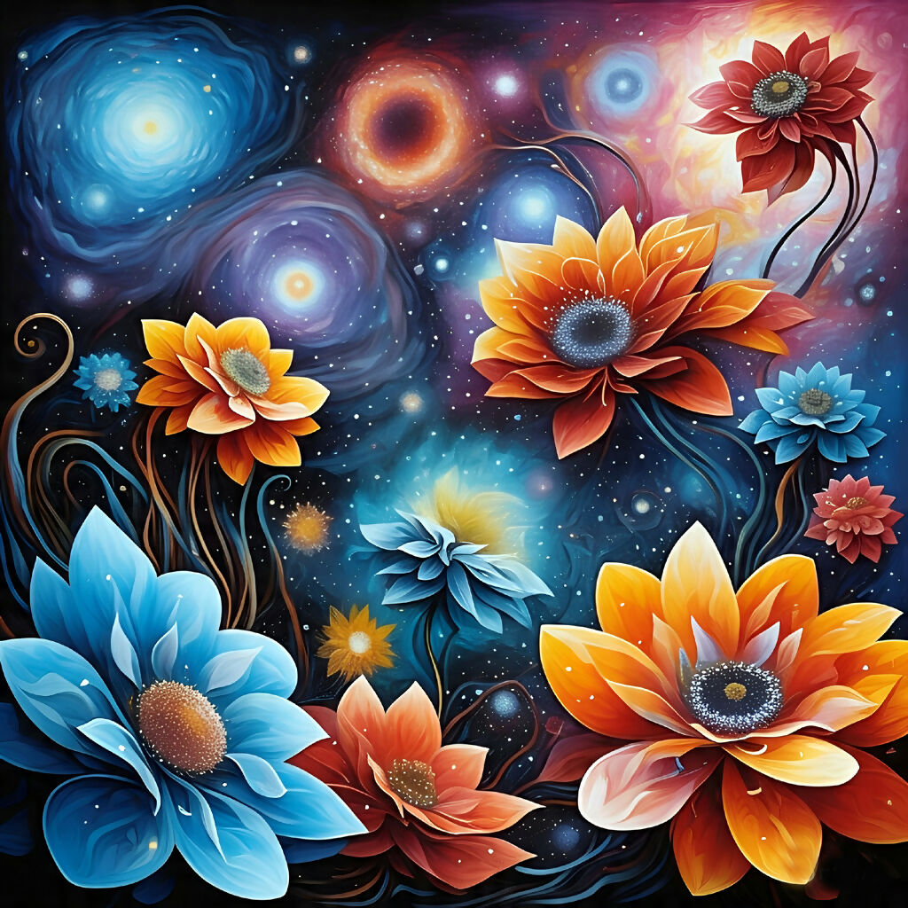 Galactic Bloom – Surreal Cosmic Flower Art | AI Generated Wall Decor