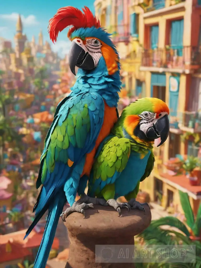 a beautiful pair of parrots