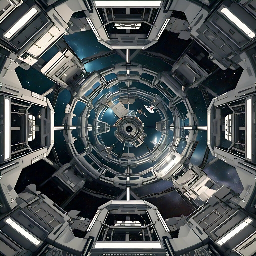 Orbital Axis Futuristic Space Corridor – Architecture AI Art for Sc...