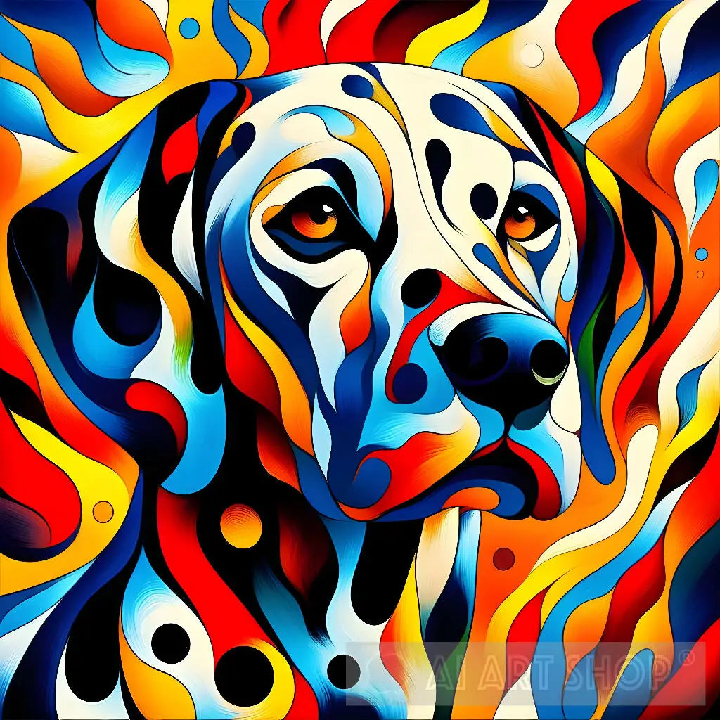 Abstract Colorful Dog Wall Art - Vibrant Contemporary Decor for Pet...