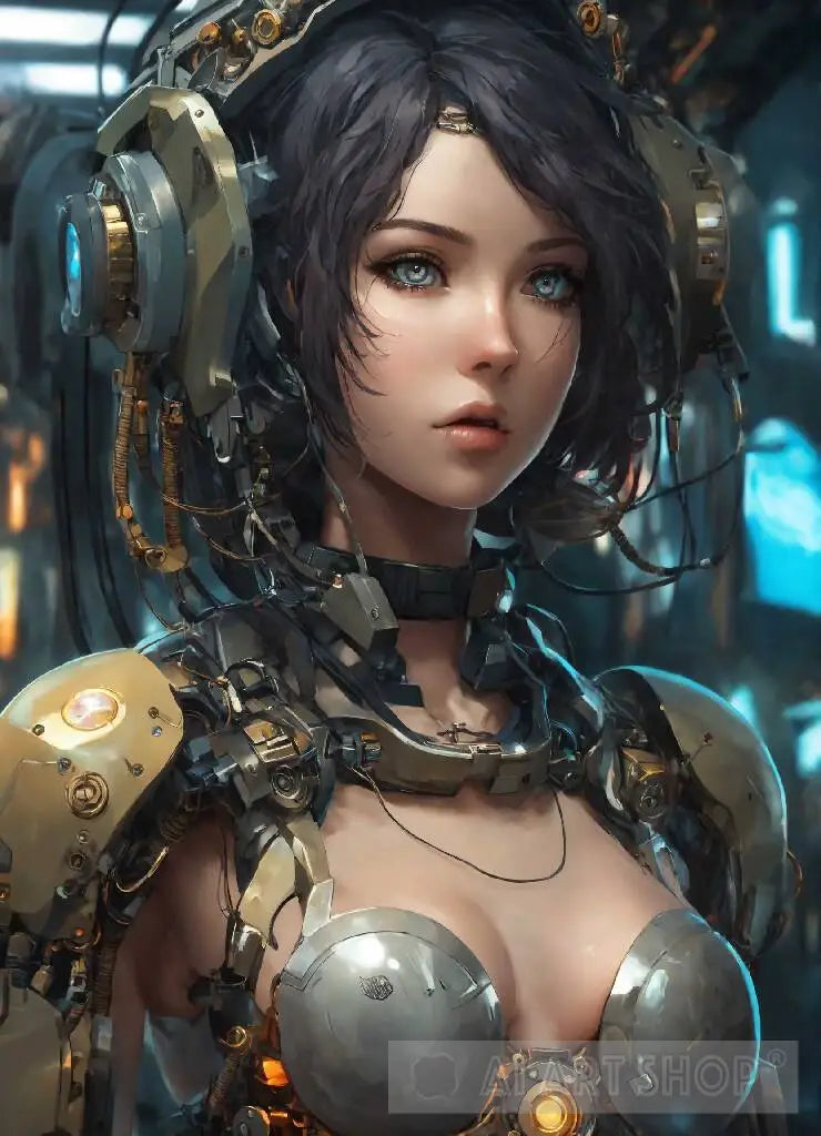 Beautiful robotic girl artwork