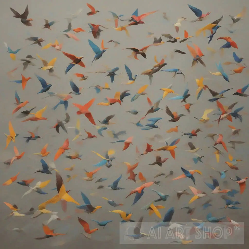 Birds in flight painting " Avian harmony artwork " Dynami...