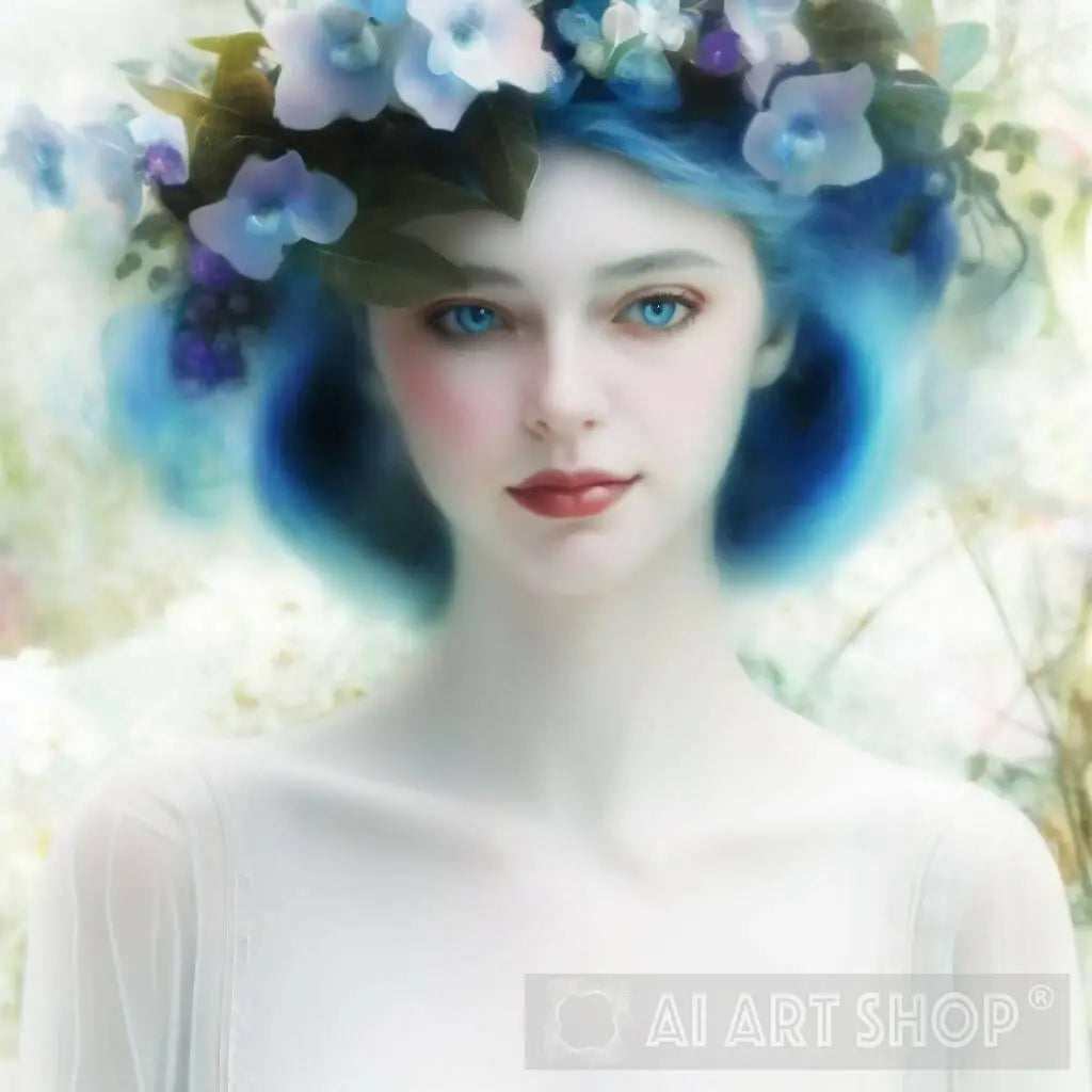Girl Portrait Woman Portrait Blue Hair Fairy Tale Fantasy Art