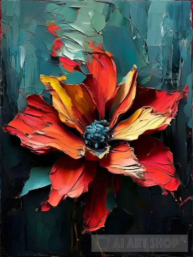 Bold Bloom | Acrylic Painting on Canvas | For Sale at Artist.aiarts...