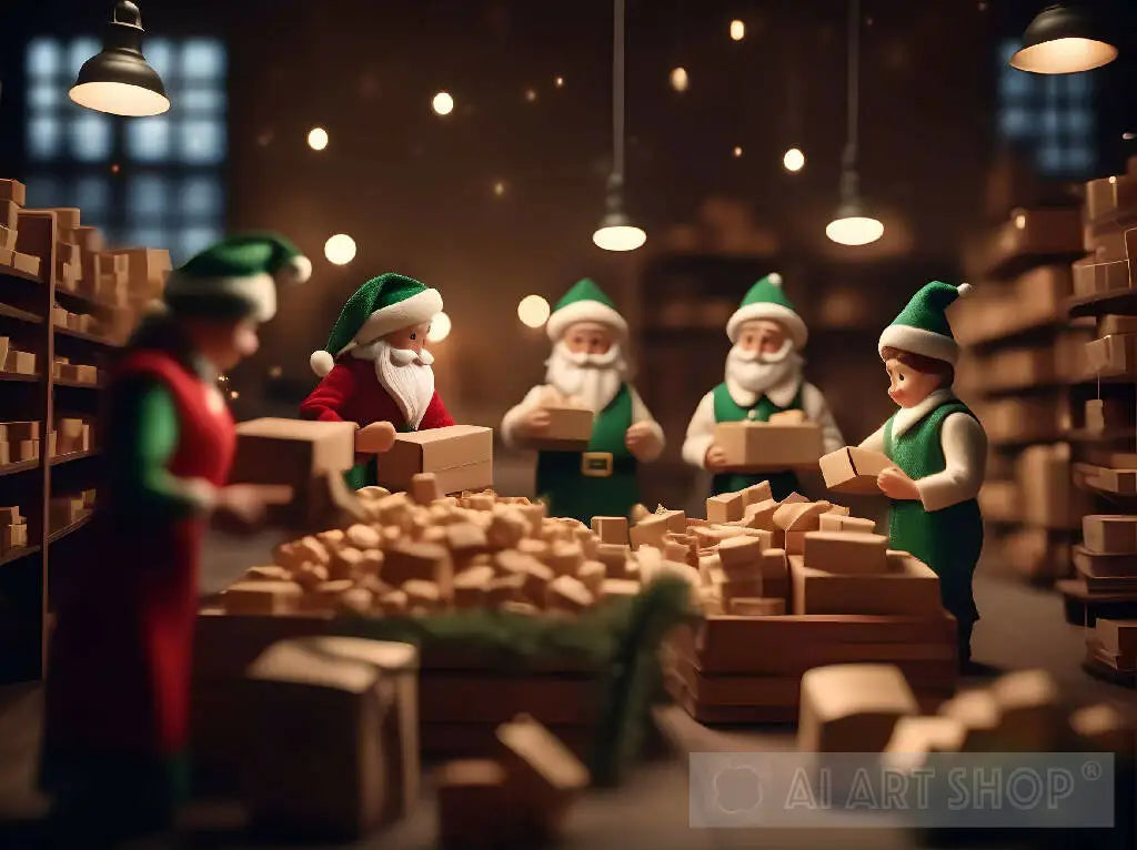 Christmas, Elves, Gift, Boxes, Workshop, Factory