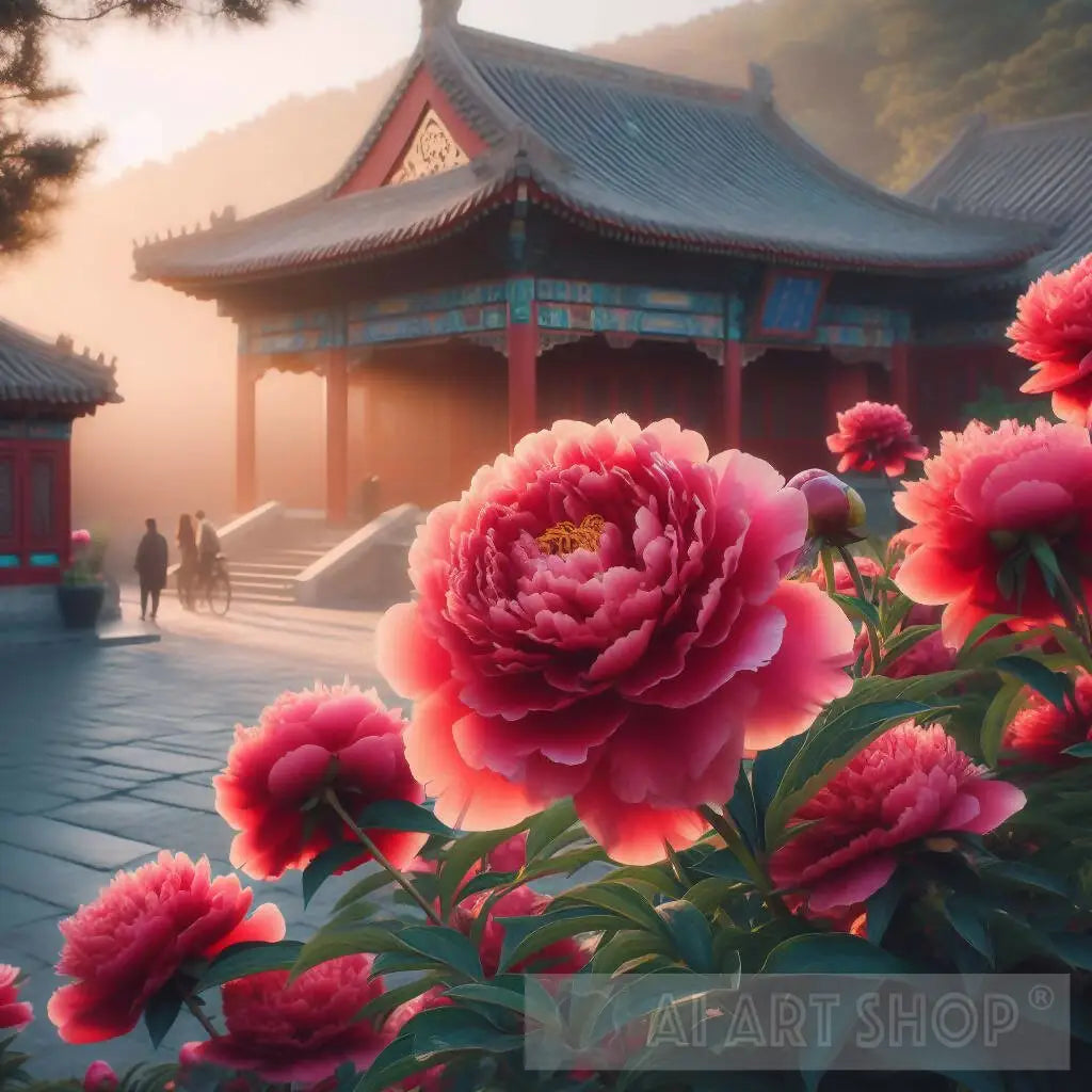 Close up of Red Peonies in Bloom