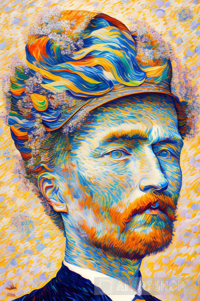 colorful vincent van gogh portrait, vincent van gogh style, vincent...