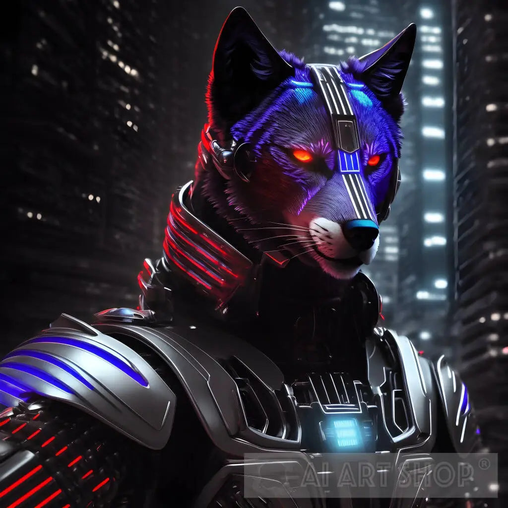 cyberpunk art, 3D design, neon lights, panther portrait, red neon,