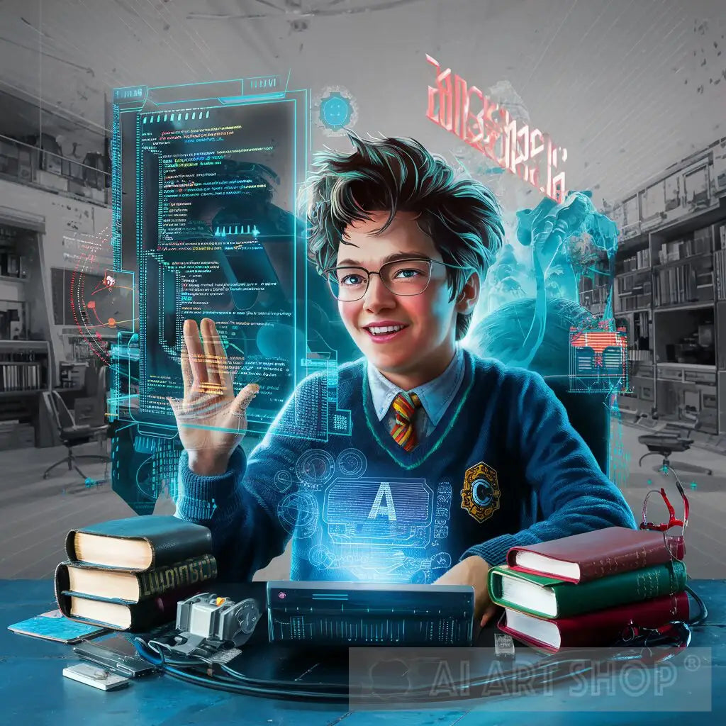 digital art featuring a brilliant college boy