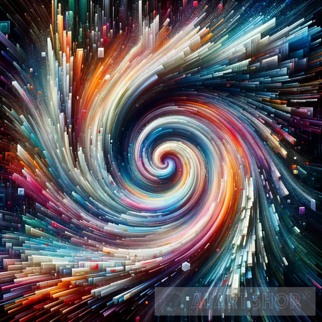 Contemporary AI Art - Digital Vortex: Portal of Pixels