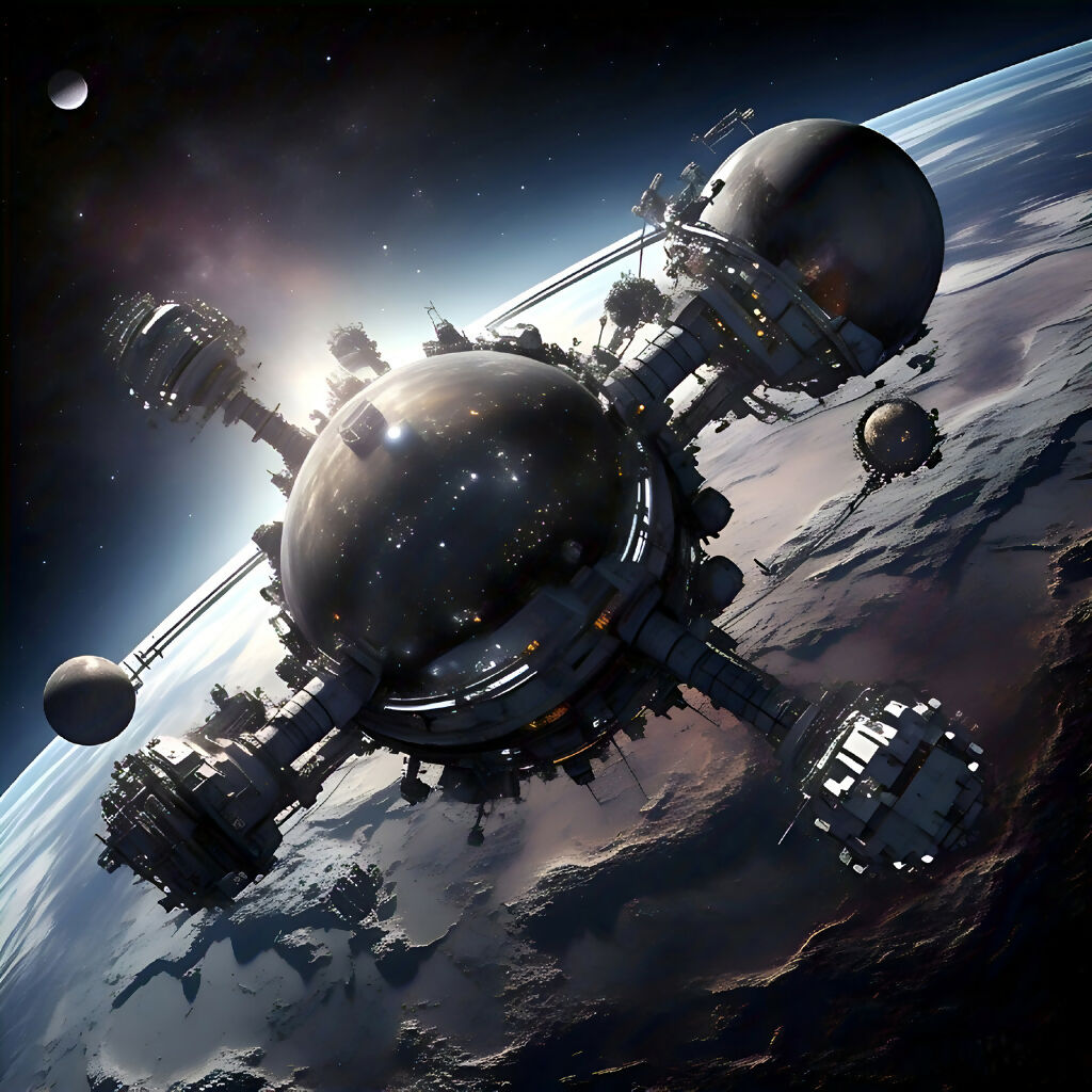 Orbital Nexus - Futuristic Space Station AI Art | Modern Digital Ar...