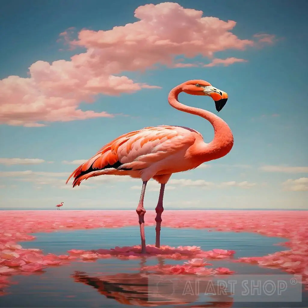 Flamingo In The Middle Of Beautiful Nature, Flamingo Art, Nature Se...