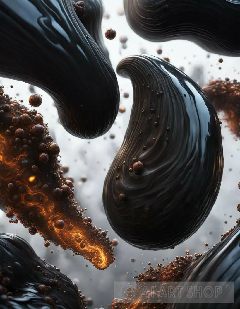 Freeform ferrofluids, beautiful dark chaos, swirling black frequency