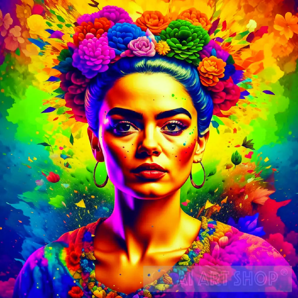 frida khalo floral vibrant art
