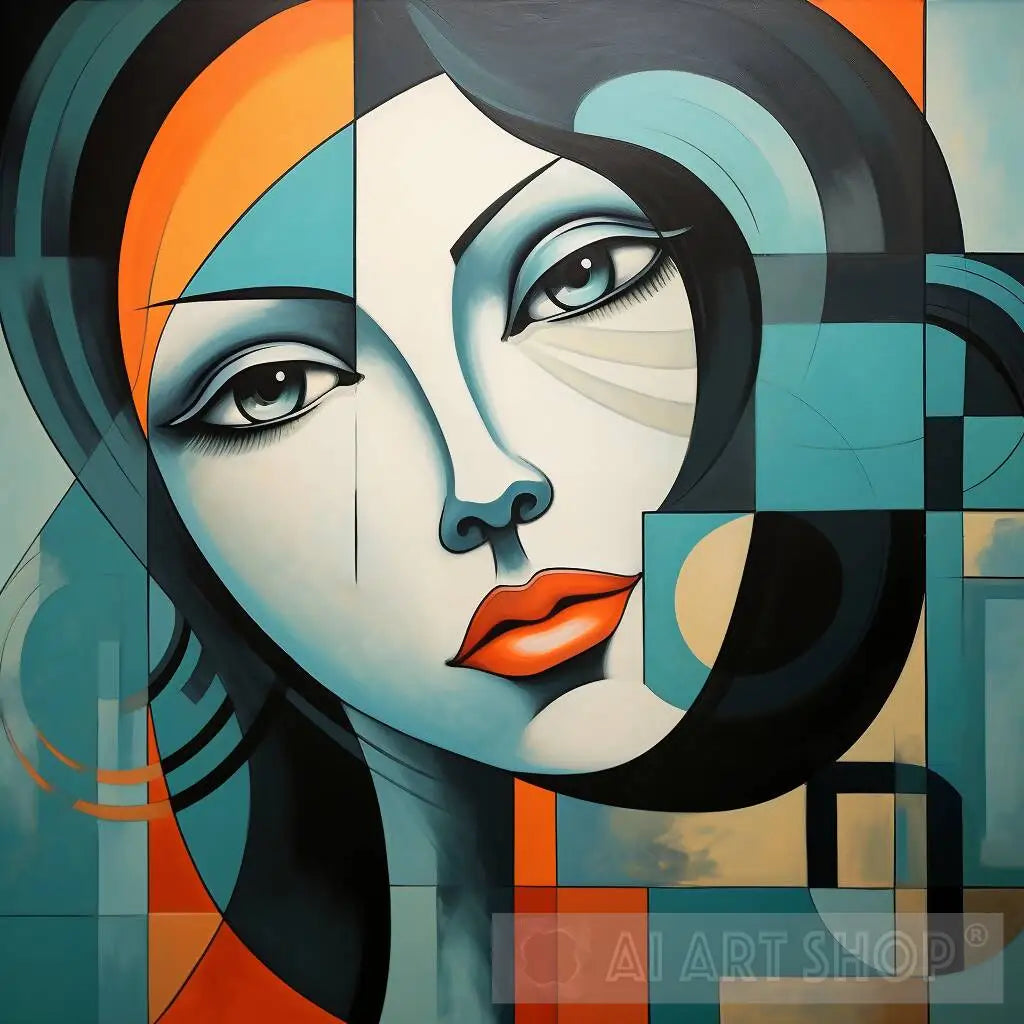 Geometric Elegance: Abstract Portrait of a Modern Woman
