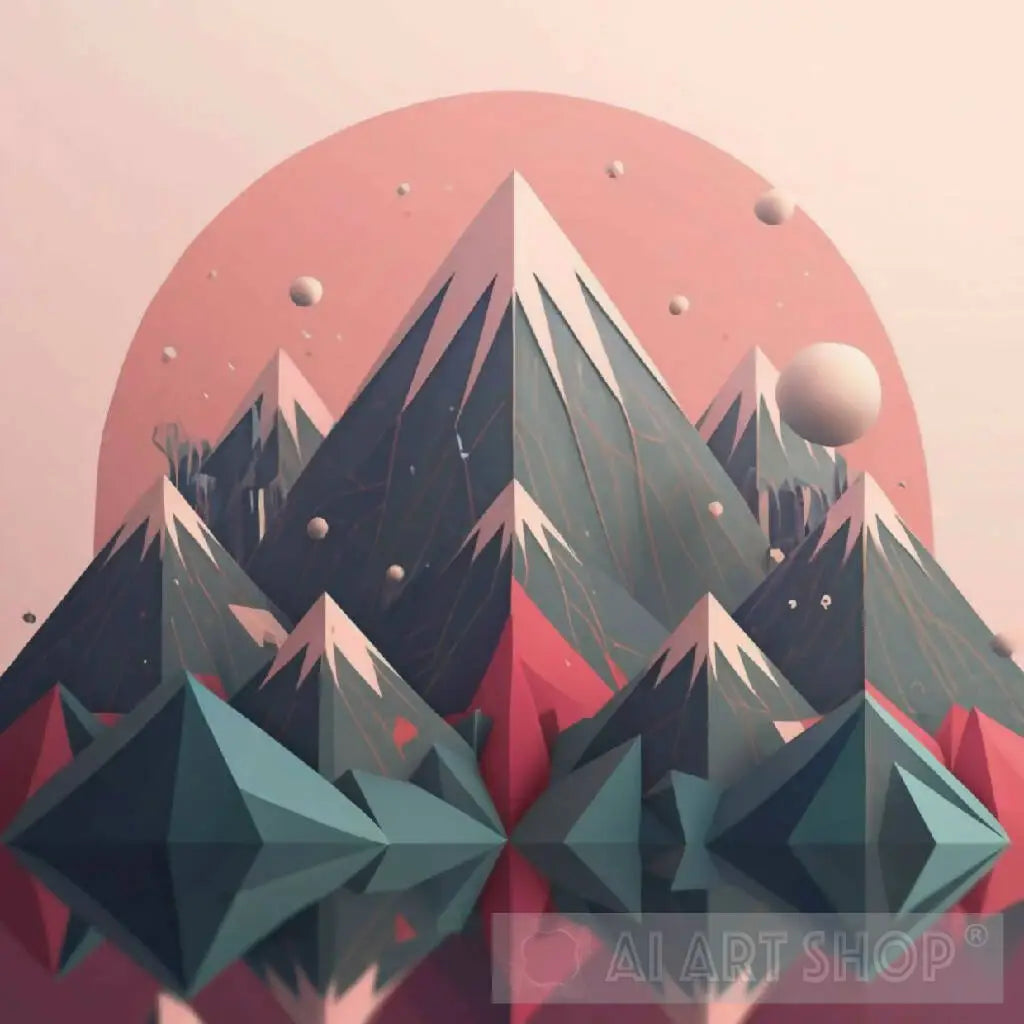Geometric mountains nature abstract painting