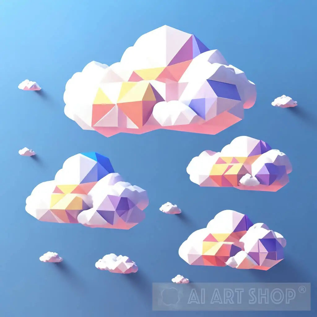 low poly,cloud,vibrant,abstract,rainbow,creative