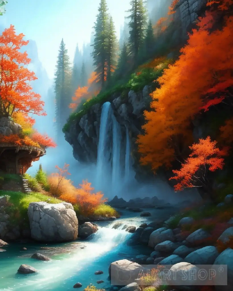 Autumn, water, waterfall, river, fall, colorful, beautiful, nature