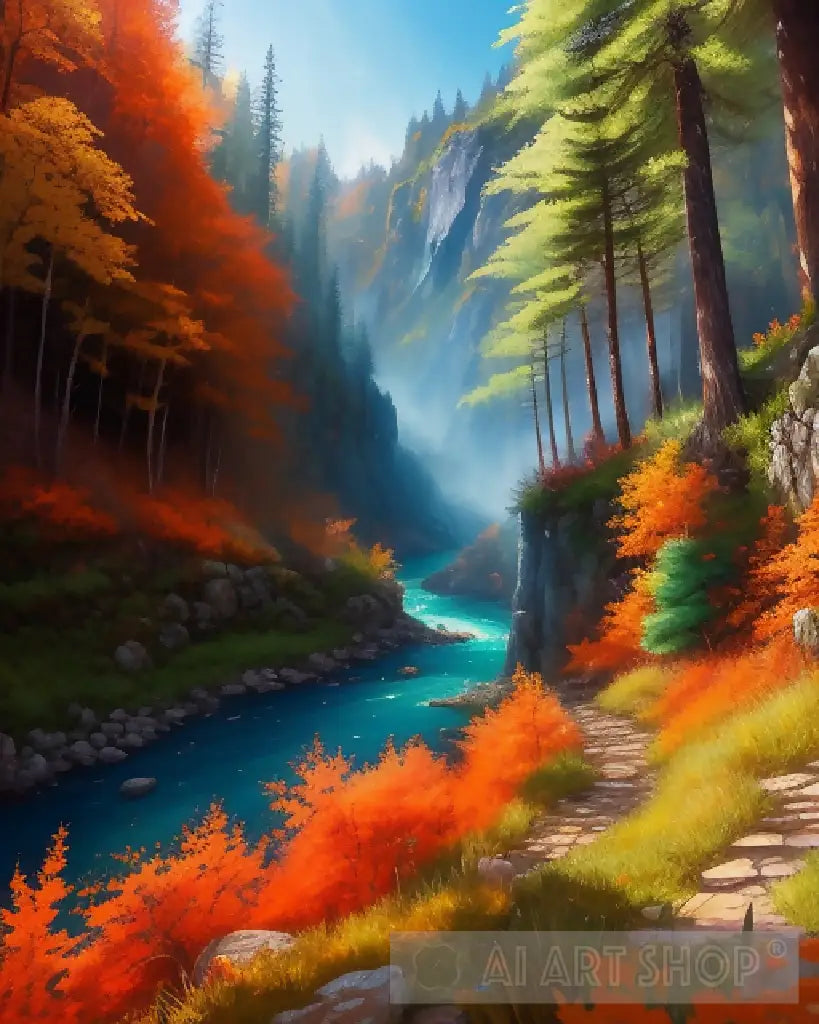 Autumn, water, river, falls, nature, wild, natural, colorful, beaut...