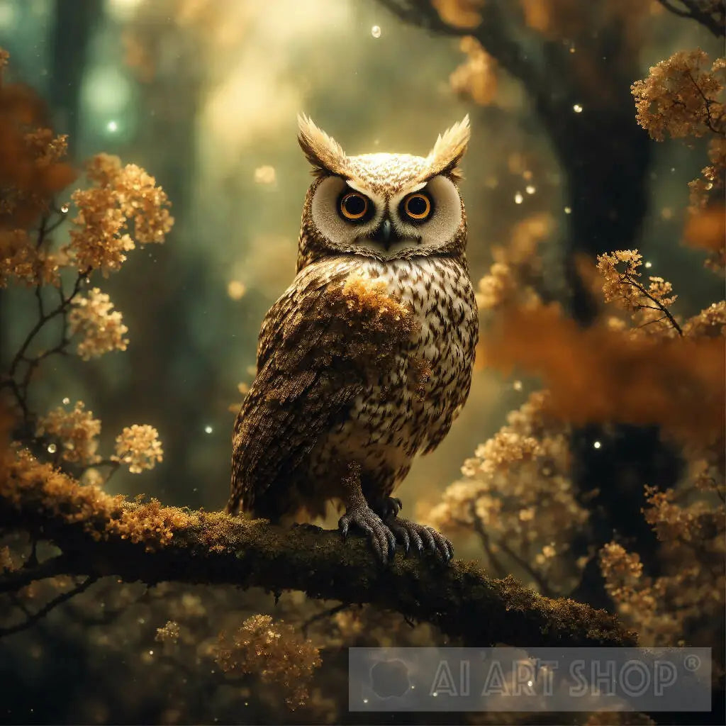 owl forest nature wildlife autumn colors stare wise knowledge exper...
