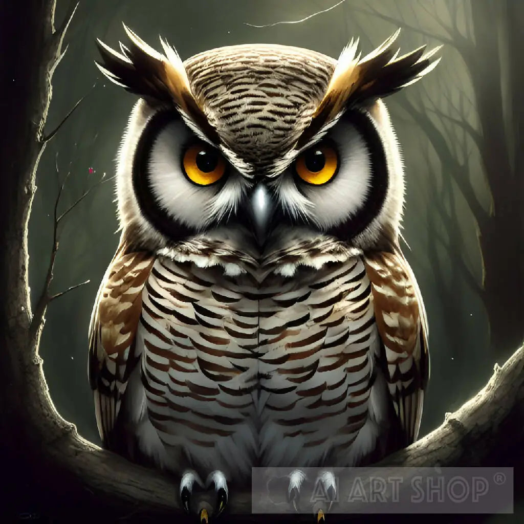Owl: Wise and mysterious, hunts at night