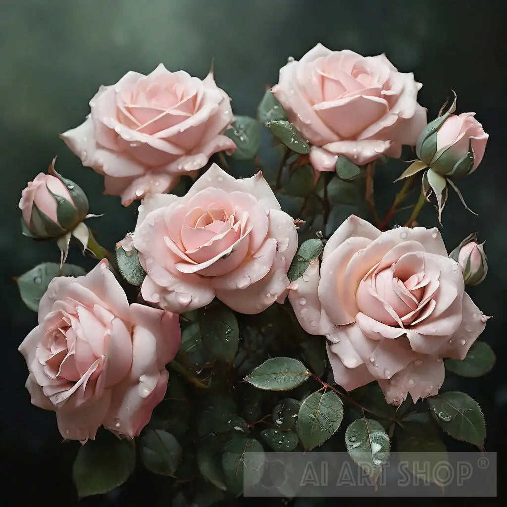 Pastel Pink Roses with Dark Green Leaves 2 of 4