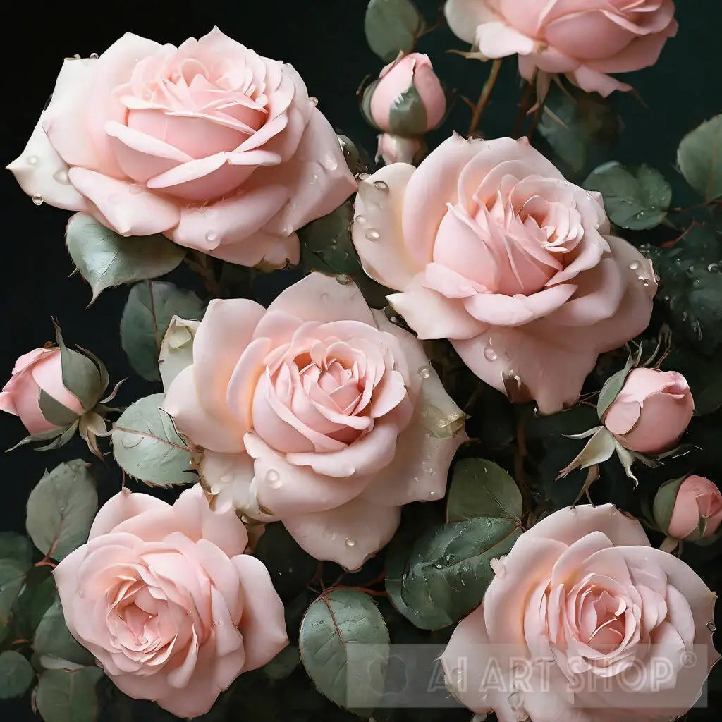 Pastel Pink Roses with Dark Green Leaves 3 of 4