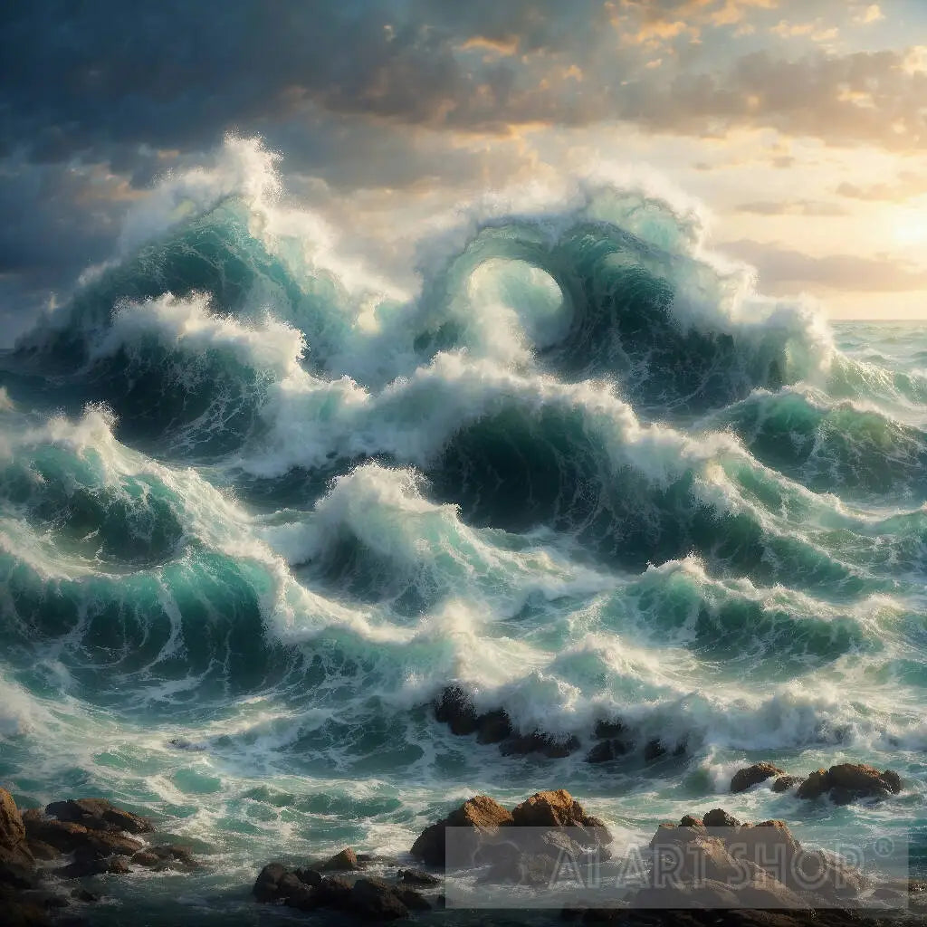 Raging sea waves, Storm waves, Tsunamis, Rogue waves, Ocean waves,