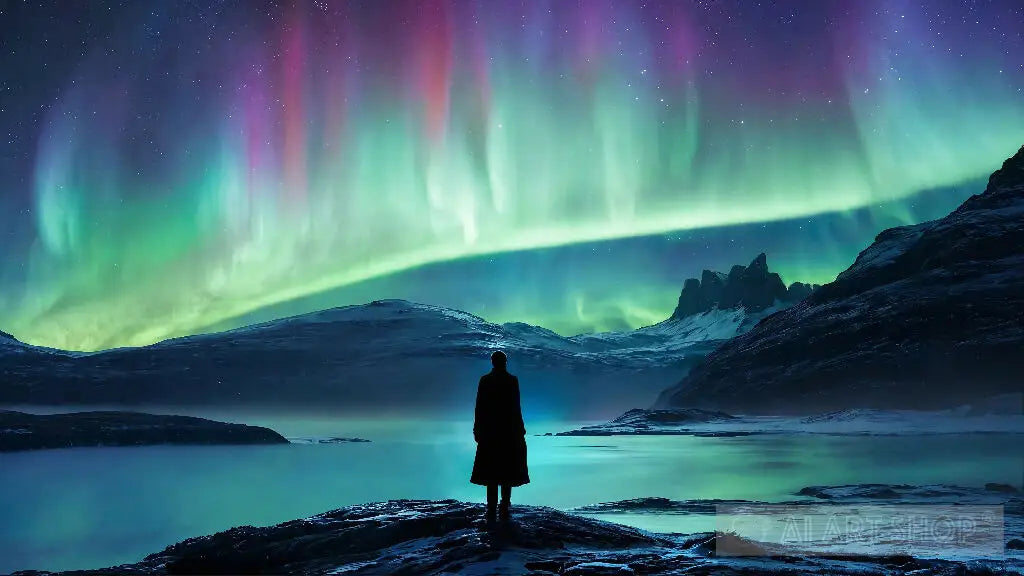 Scene of wonder and awe as a lone figure