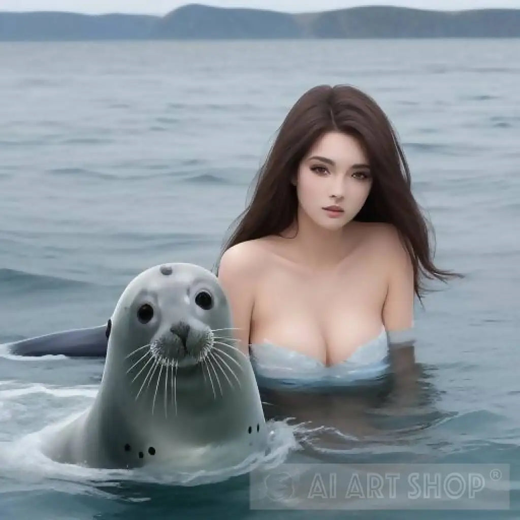 pretty girl with seal