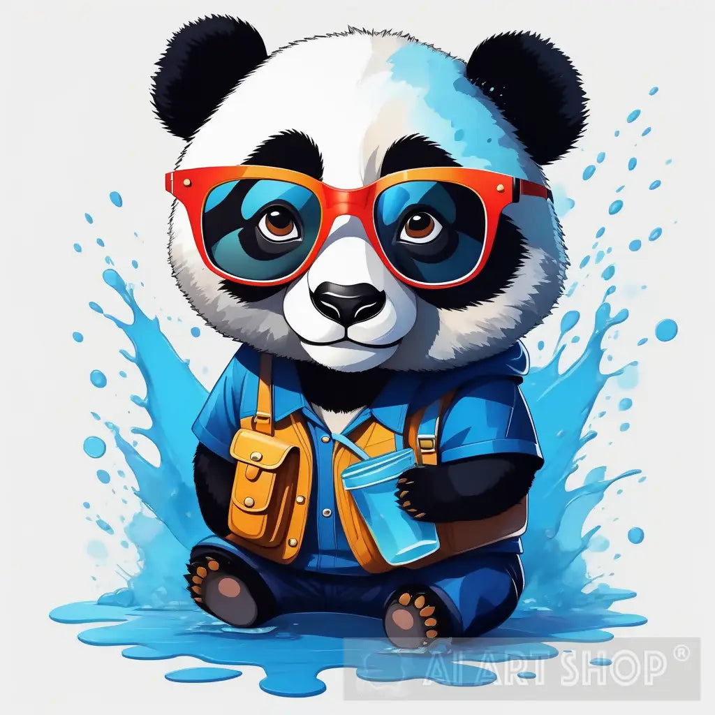 Splashy Panda - Abstract Animal Art By AI Artz