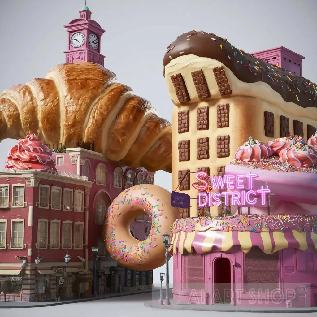 Sweetopia: A City Where Desserts Rule | Whimsical Art by [Stellex]