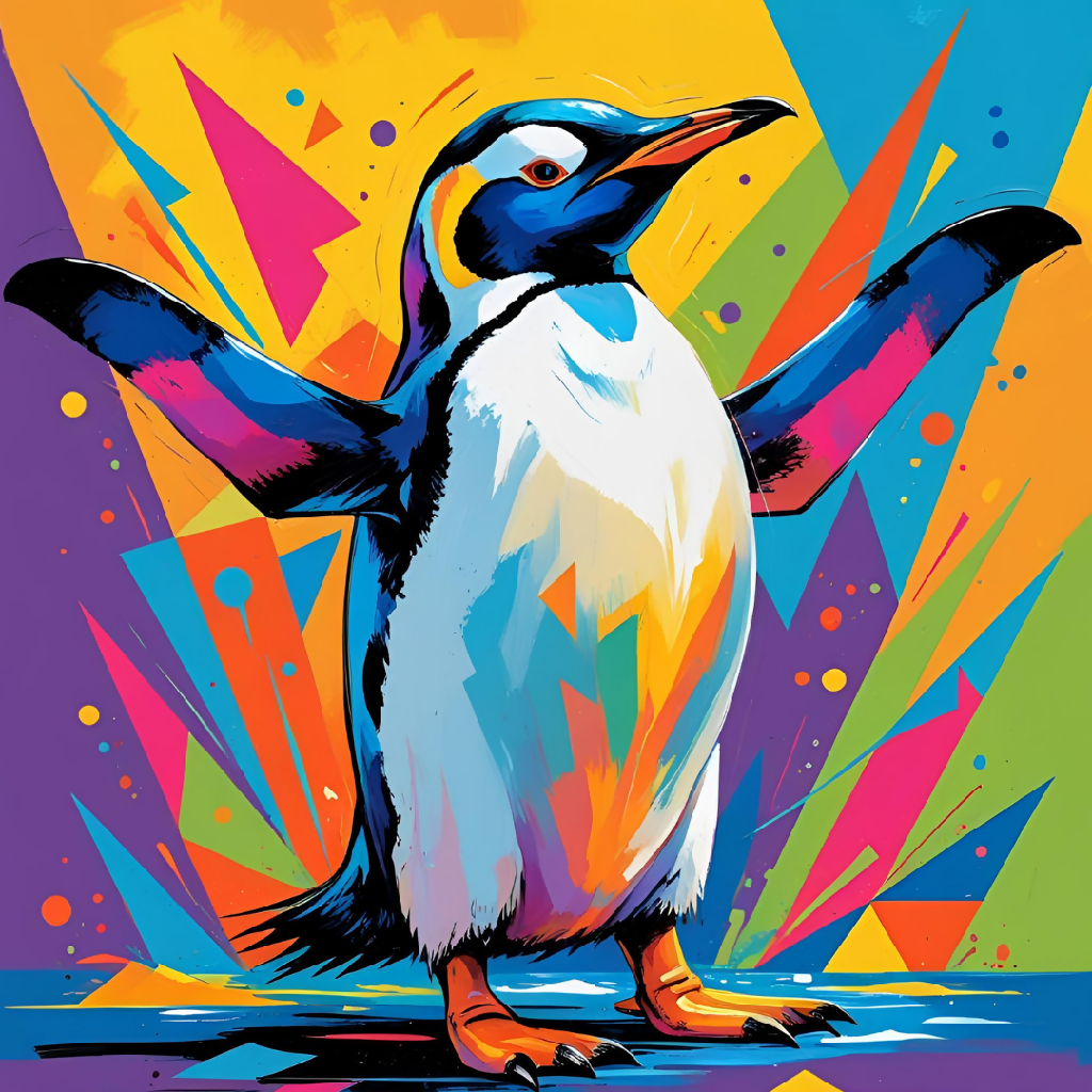 Vibrant Abstract Penguin Art - Colorful & Dynamic Wildlife Illu...