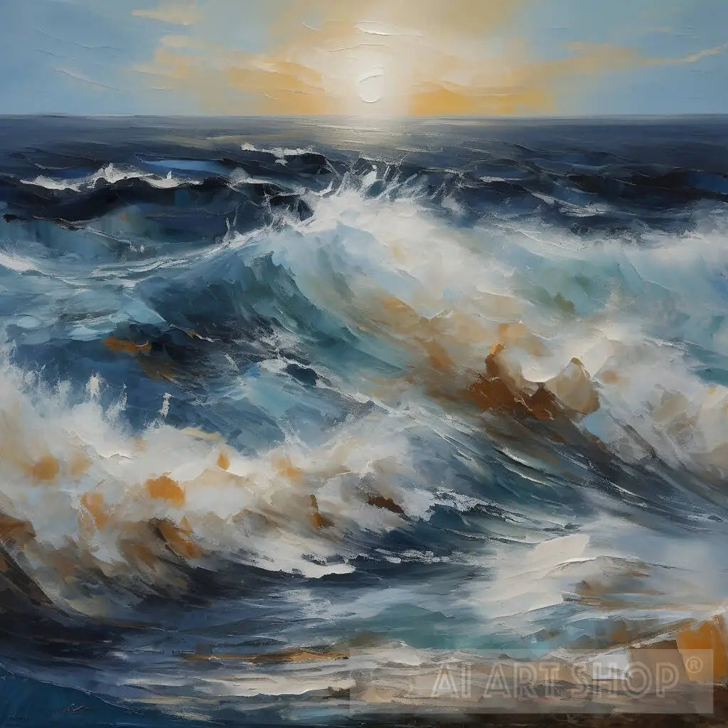 Tidal Rhapsody: Abstract Painting of Ebbing Waves