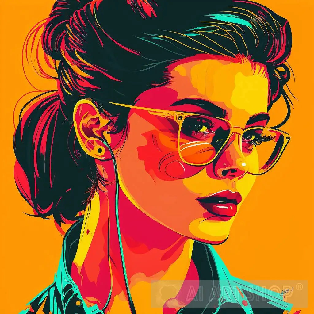 Pop Art, modern women, bold colors, self-expression, illustration