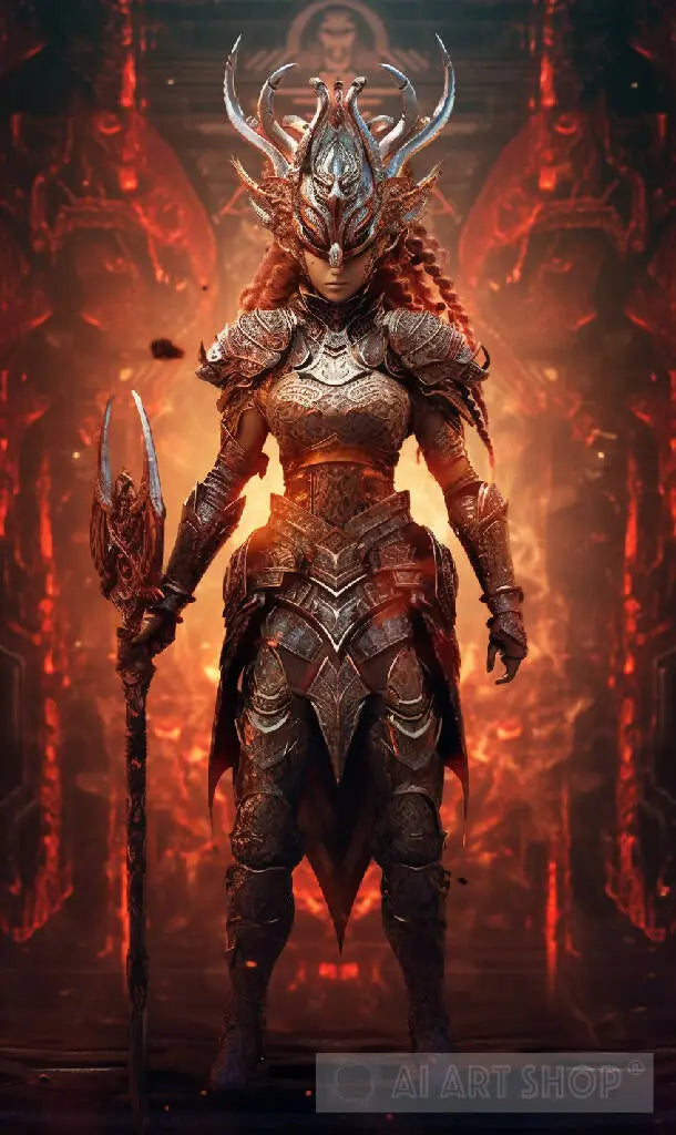 queen of hell, warrior, dark fantasy, mythology, art print, canvas,...