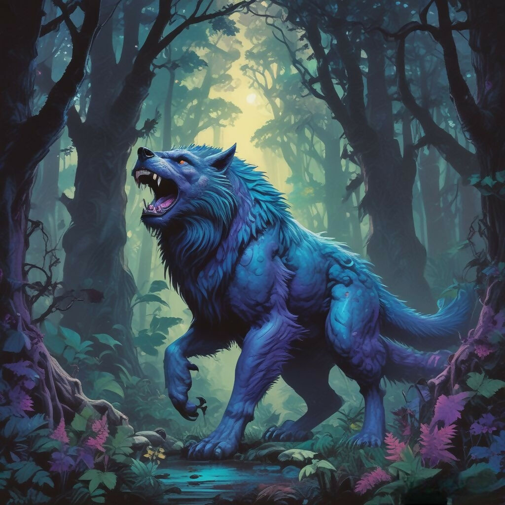 Weird blue Wolf