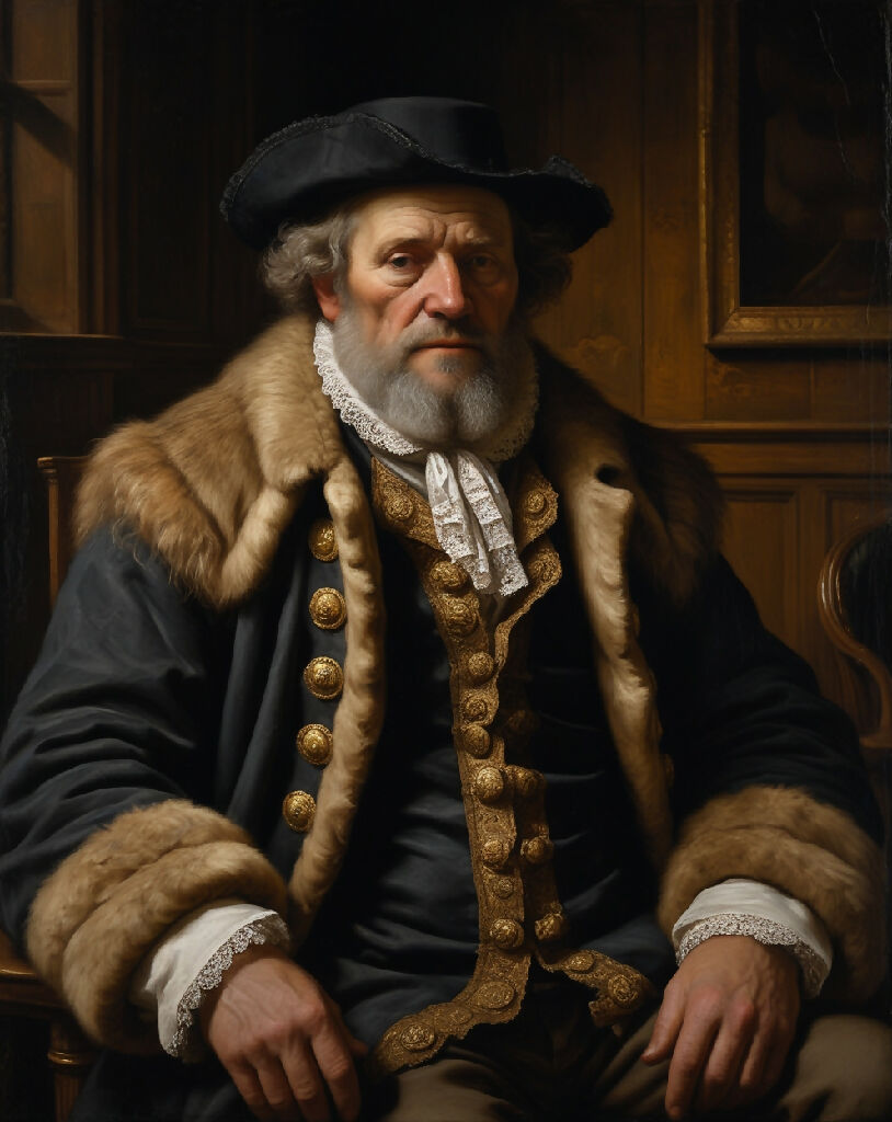 Rembrandt Golden Age Portrait | Baroque AI Art Print