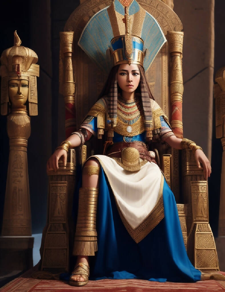 Hatshepsut The Pharaoh Ancient Egyptian Queen Sitting On A Throne 3