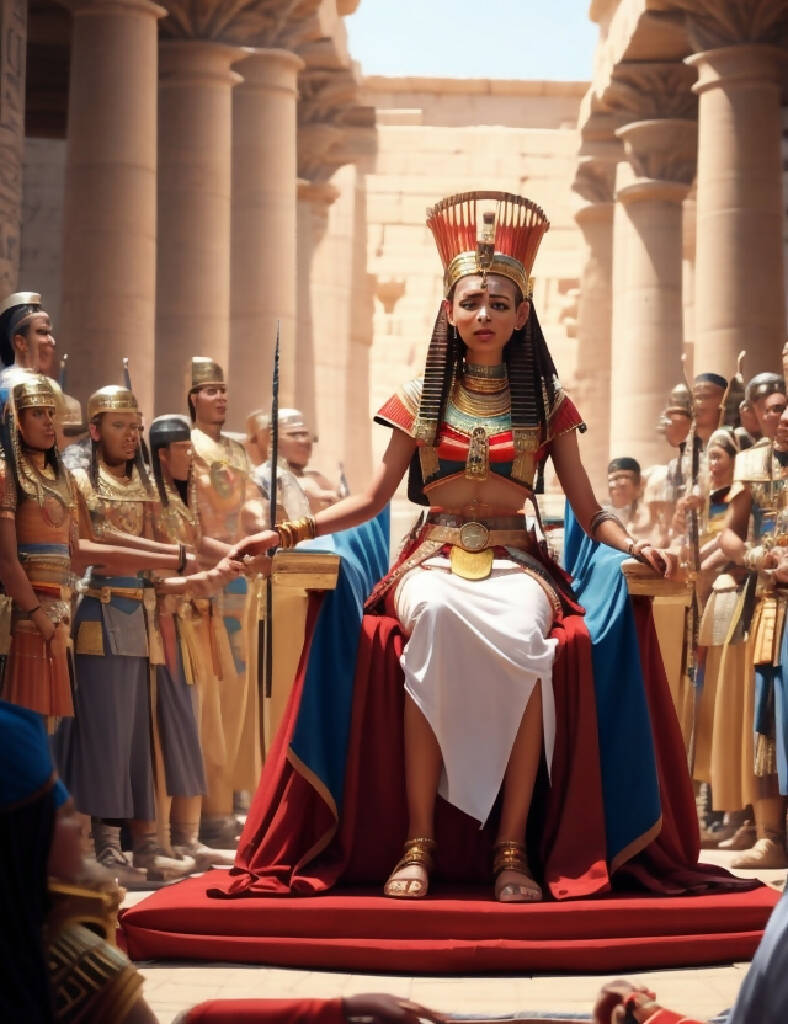 Hatshepsut The Pharaoh Ancient Egyptian Queen Sitting On A Throne