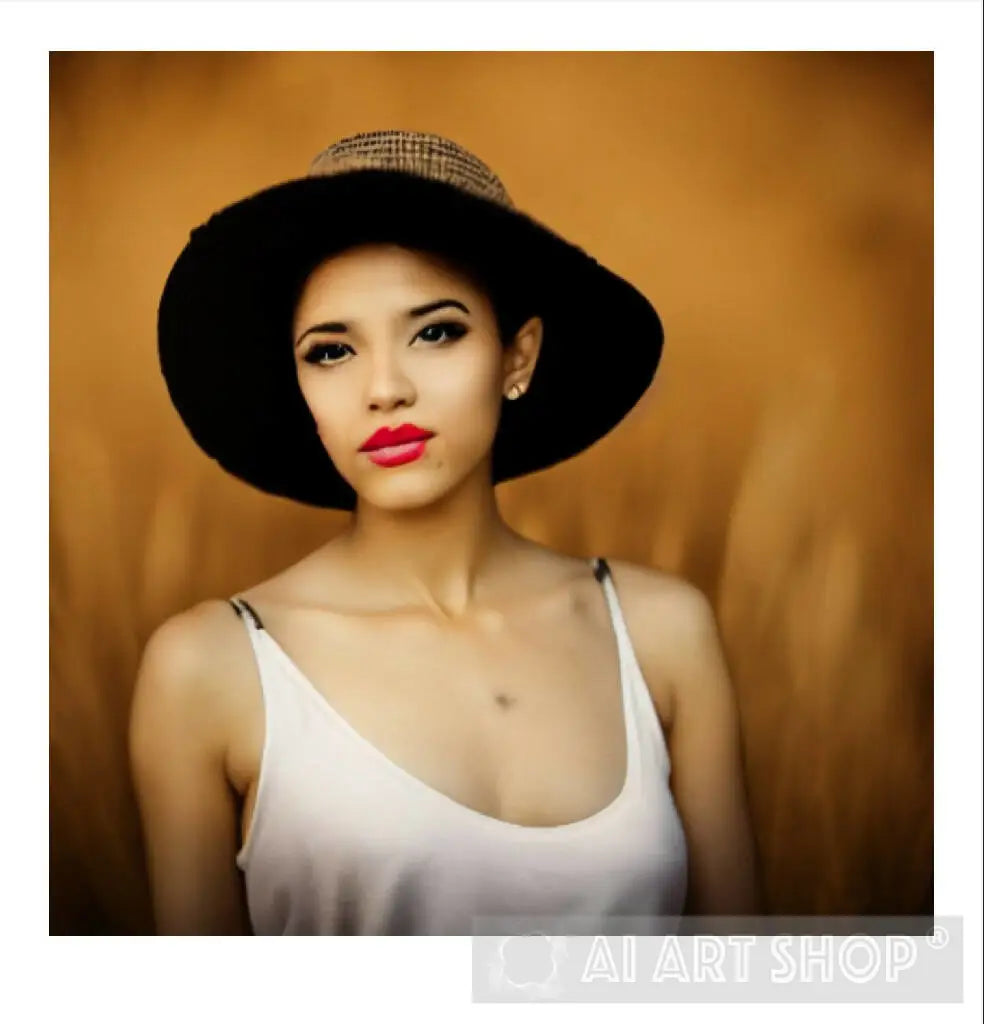 Classy Lady with Red Lips & Hut