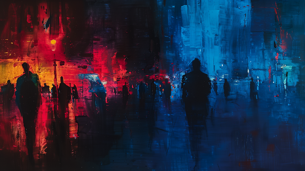 Abstract figures in colour brushes