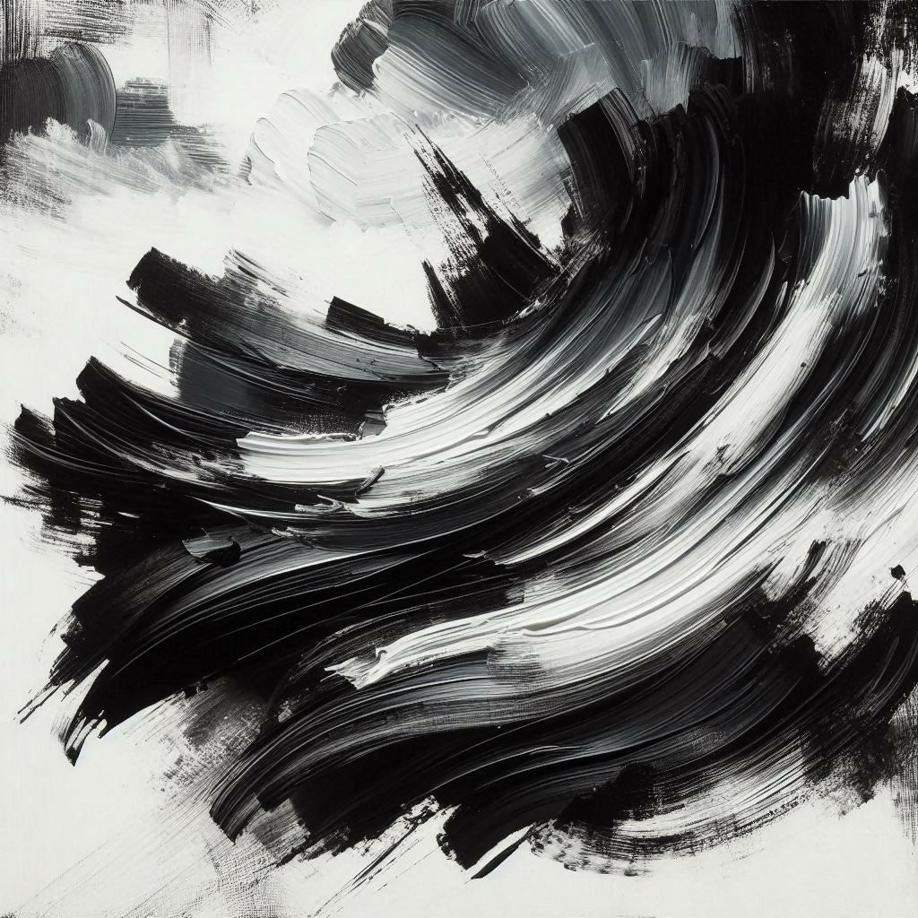 Yin Yang Flow: A Dynamic Black and White Abstract Painting