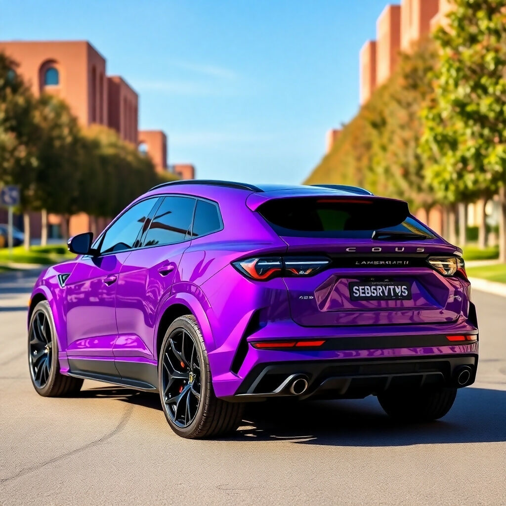 Purple Lamborghini Urus Luxury SUV on City Street