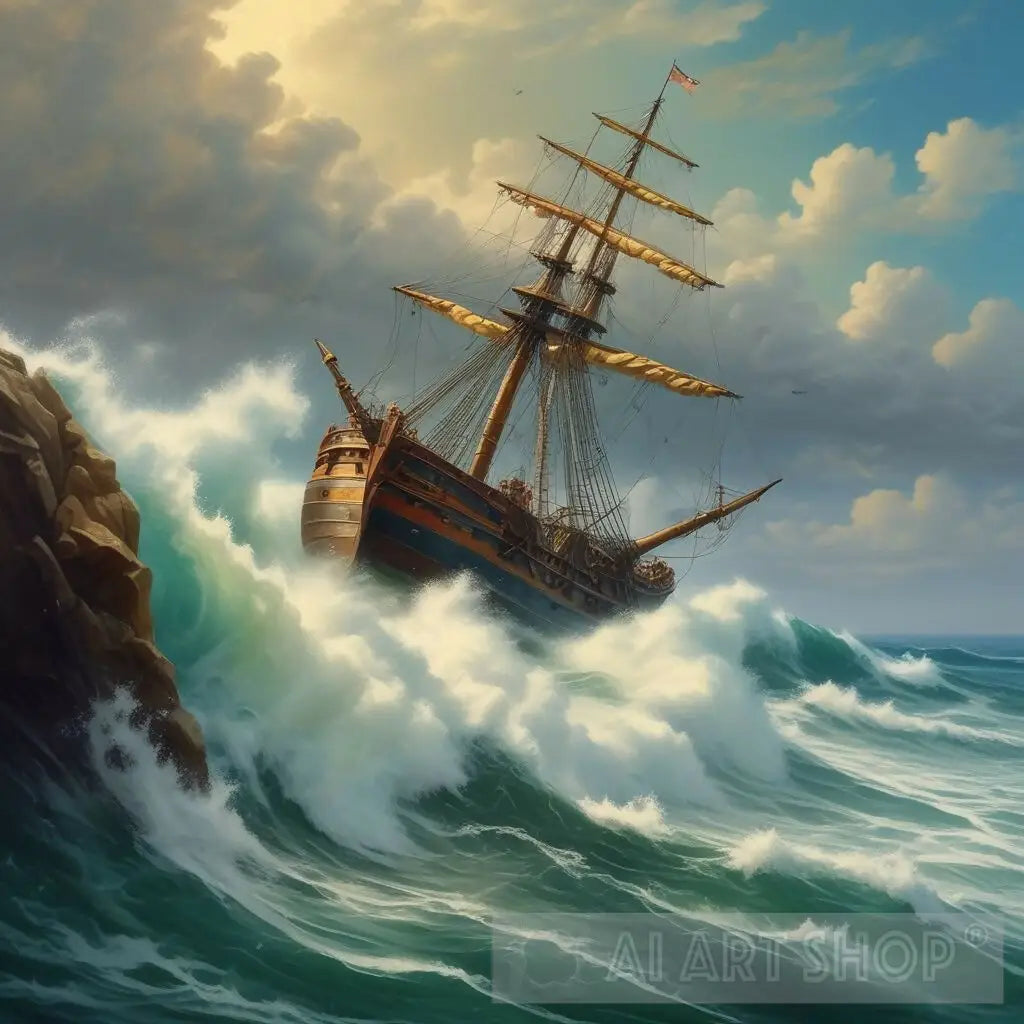 1850 warship in storm